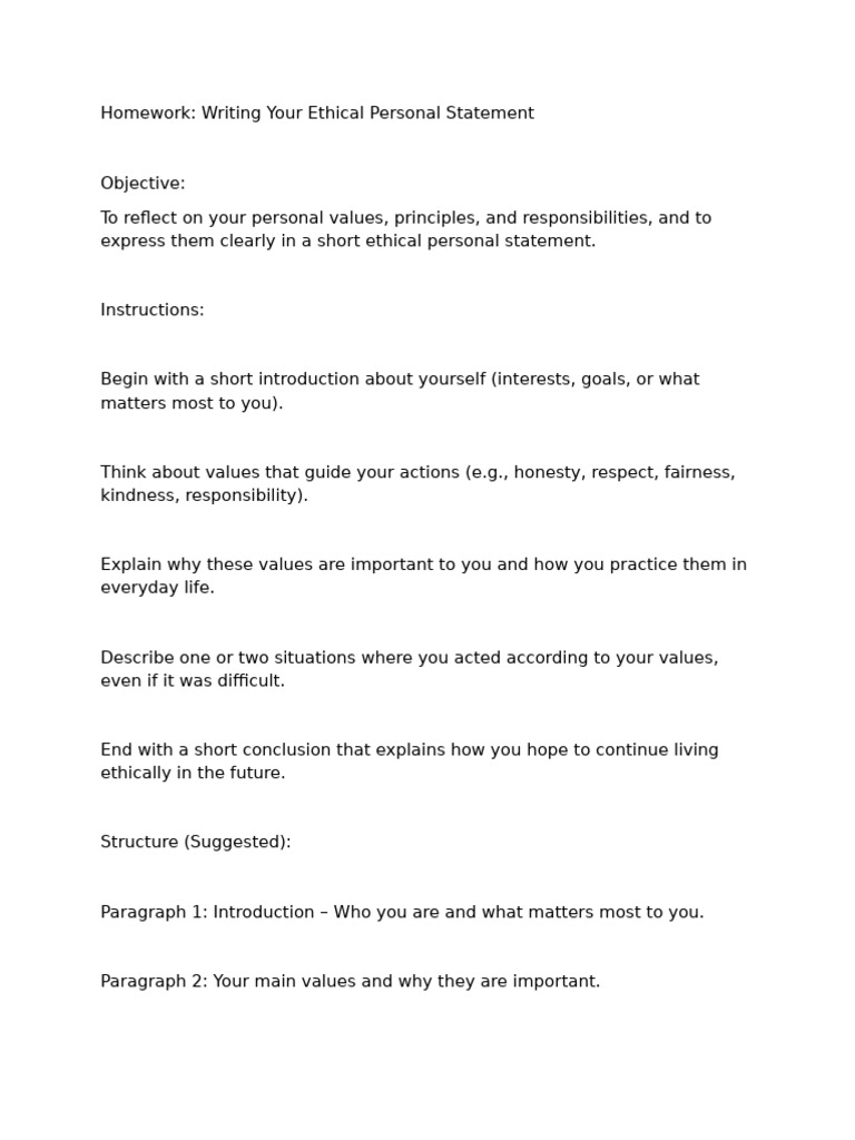 Crafting Your Ethical Personal Statement | PDF