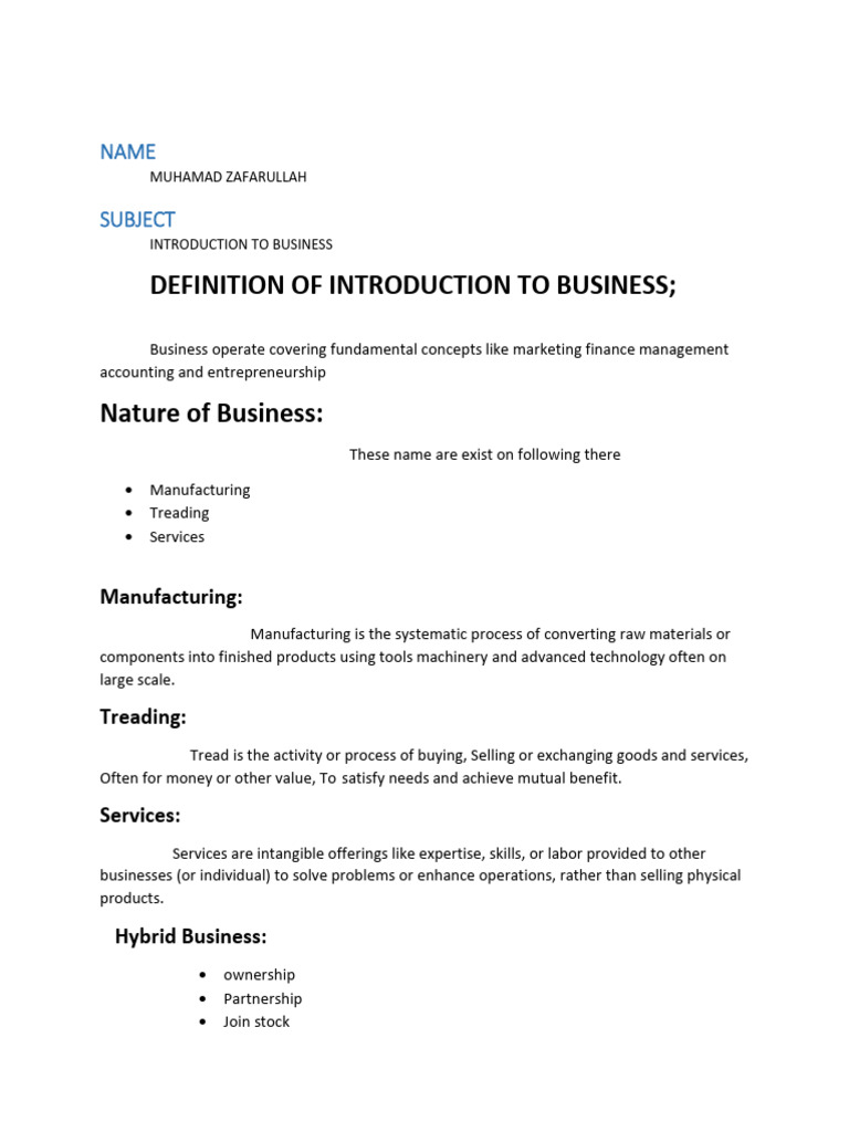 Introduction To Business | PDF | Partnership | Business