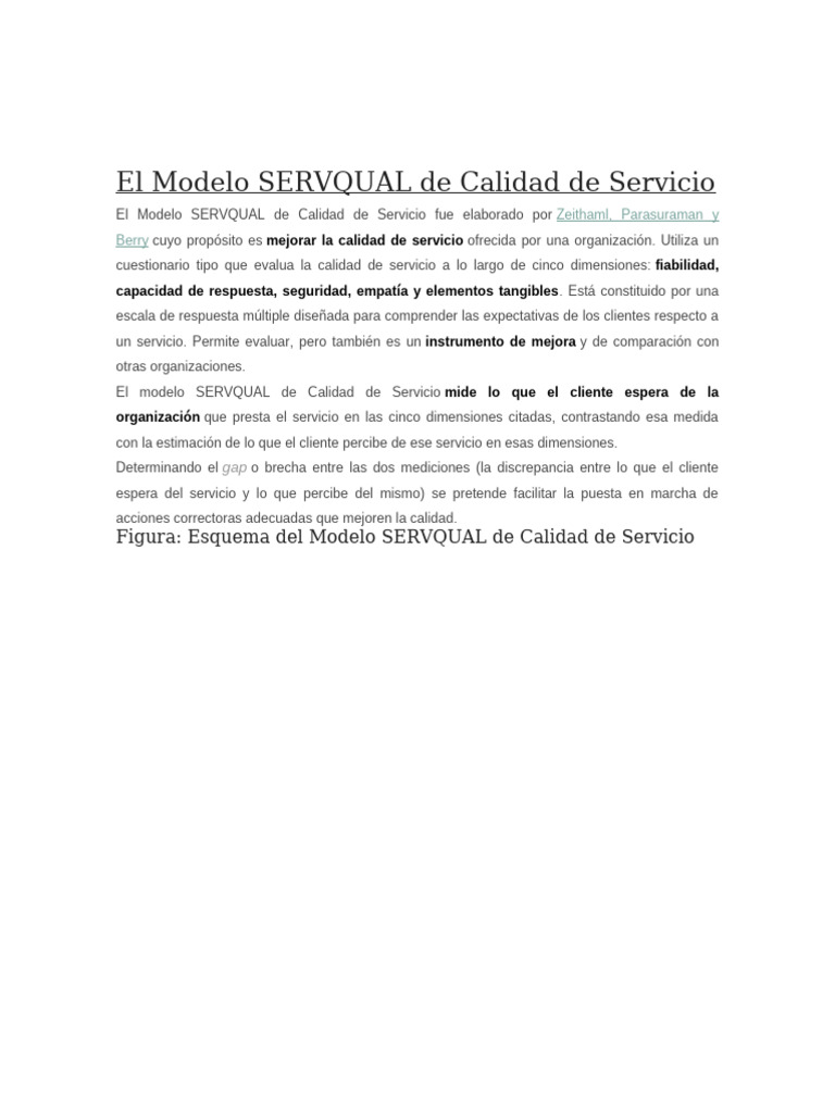 Modelo SERVQUAL: Mejora de Calidad de Servicio | PDF | Calidad (comercial)