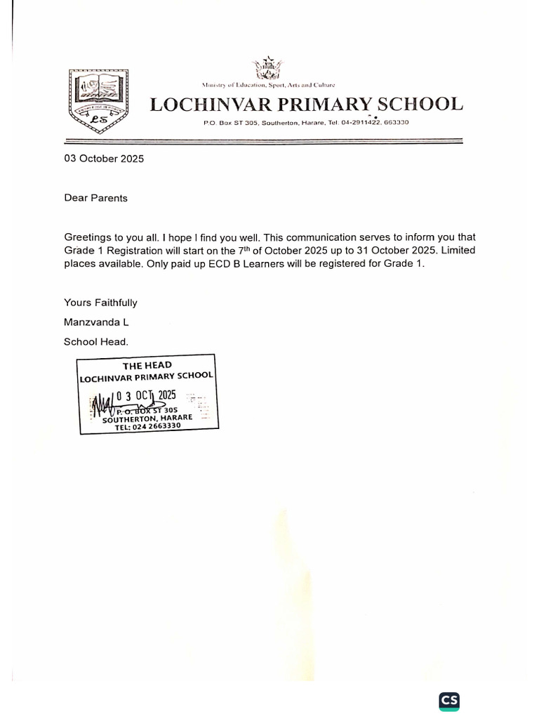 Grade 1 Registration | PDF
