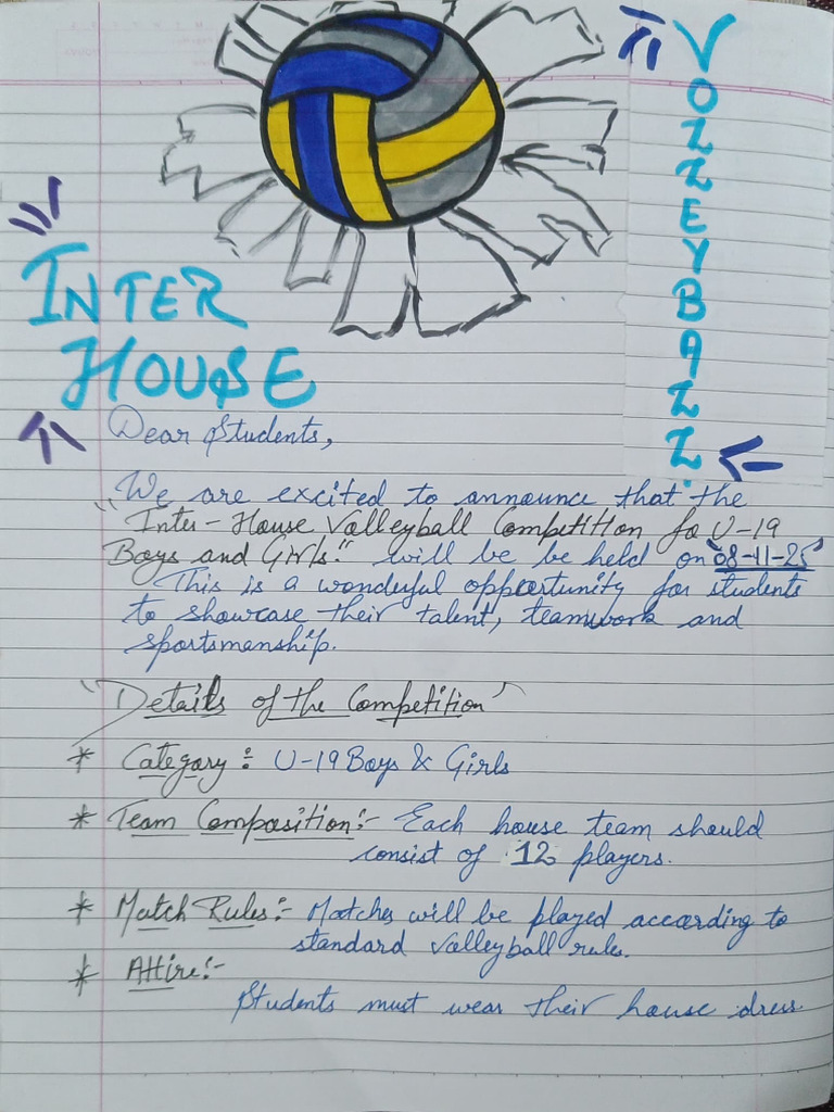 Inter House Volleyball Tournament Details | PDF