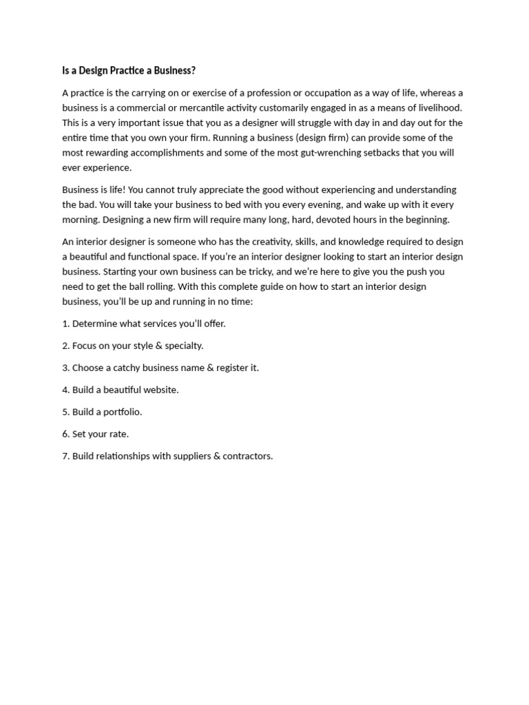 Is A Design Practice A Business | PDF