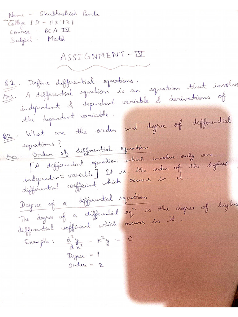 BCA 4th semester Mathematics Assignment | PDF