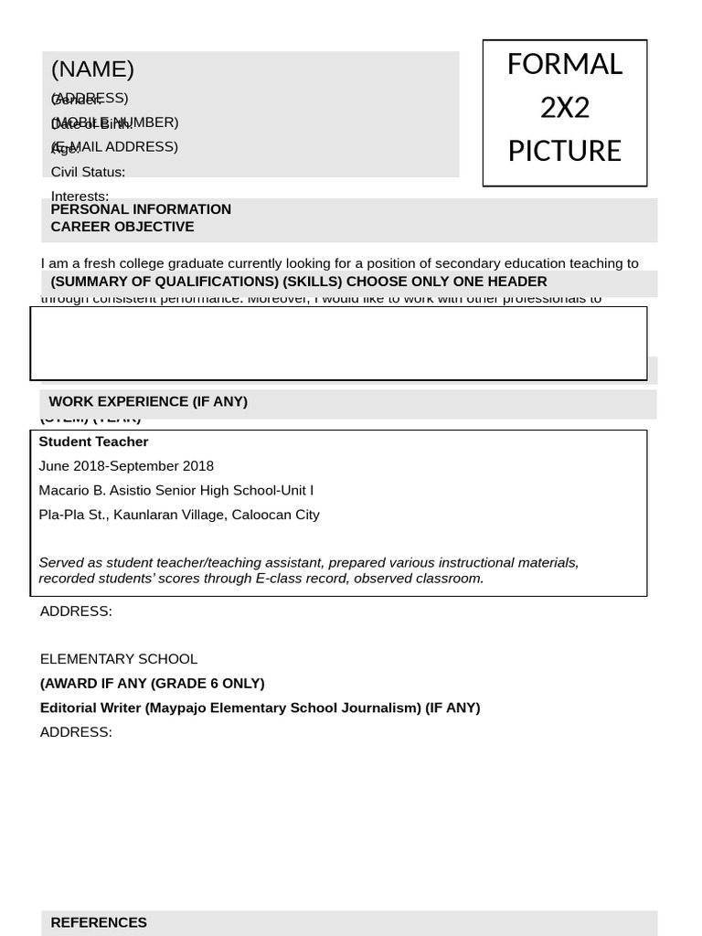 Resume Format | PDF