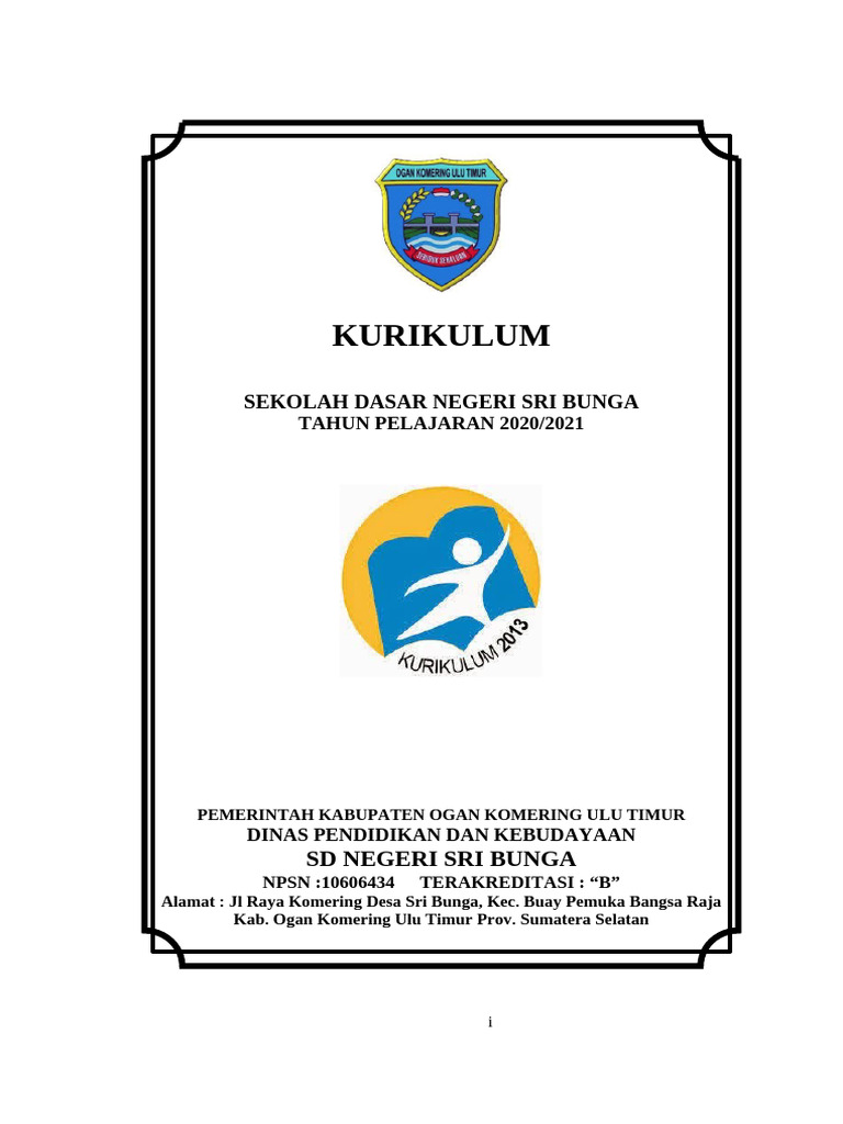 Kurikulum SD Negeri Sri Bunga 2020/2021 | PDF