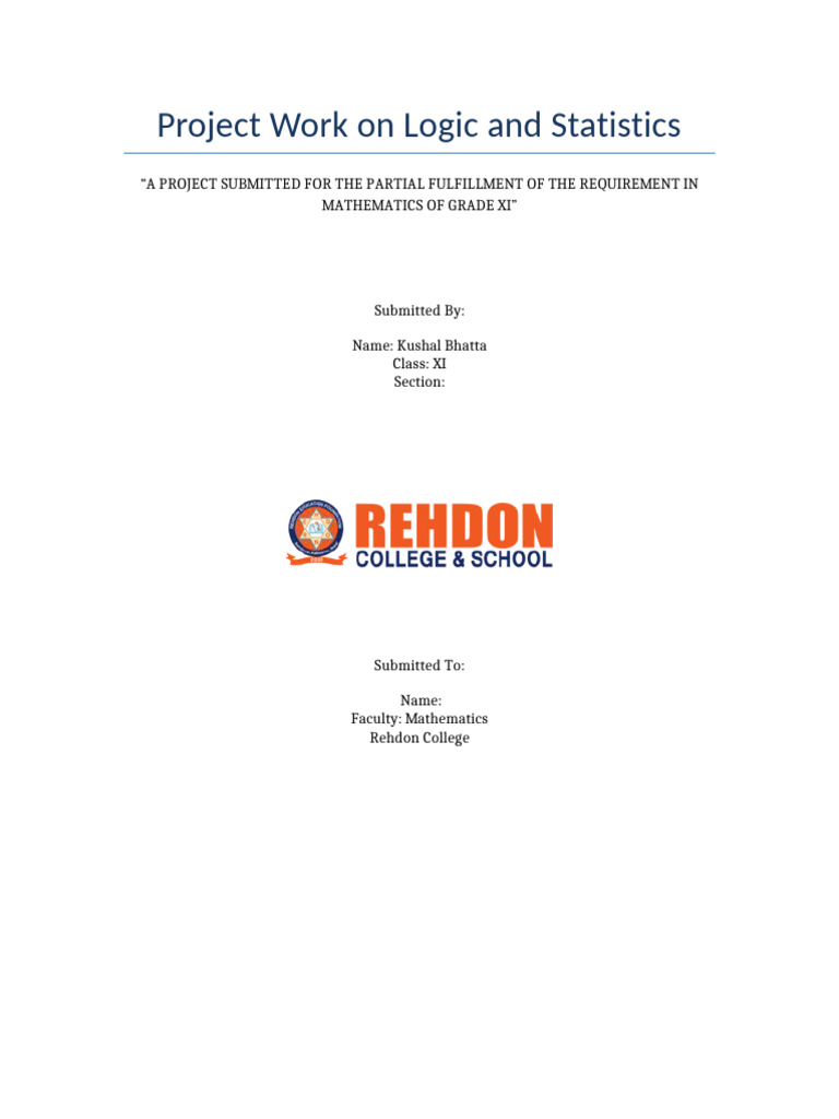 Project Work Kushal | PDF | Logic | Mathematical Logic