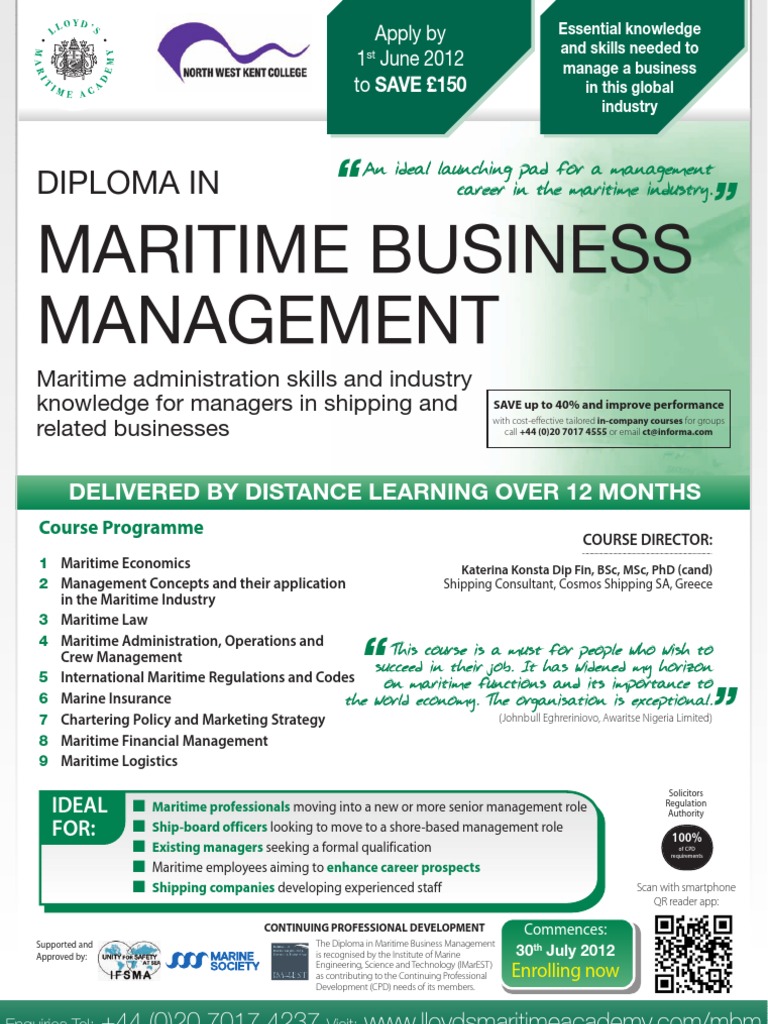 Diploma in Maritime Business Management: An Overview of the Program ...