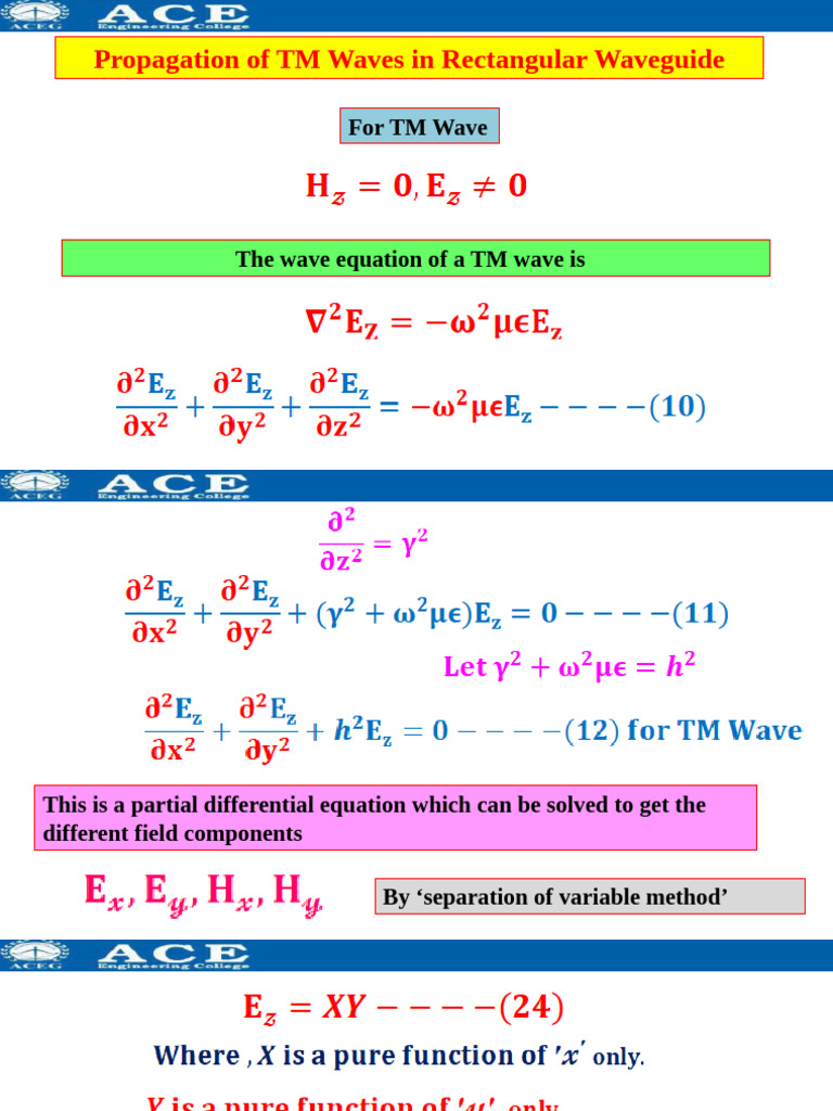 Unit-1.4.Propagation of TM Waves in Rectangular Waveguide | PDF | Waves | Waveguide