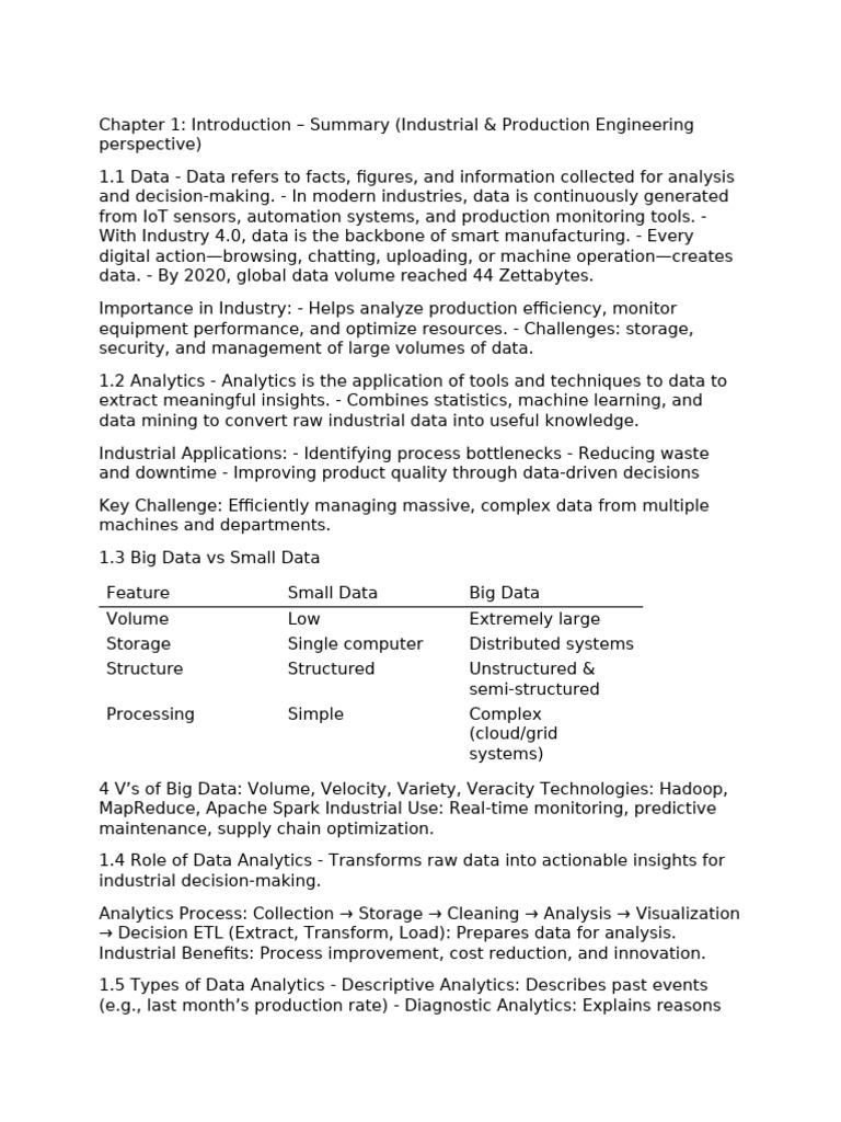 Chapter1 Data Analytics Summary | PDF | Analytics | Data Analysis
