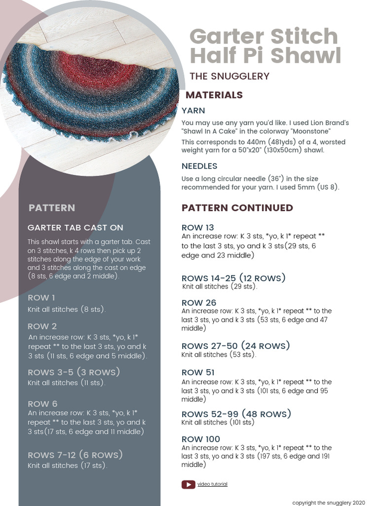 Garter Stitch Half Pi Shawl | PDF | Knitting | Handicrafts