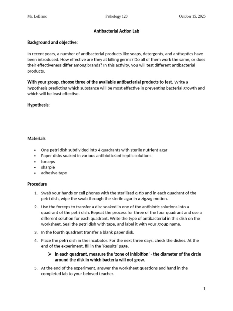 Antibacterial Product Effectiveness Lab | PDF | Microbiology | Antibiotics