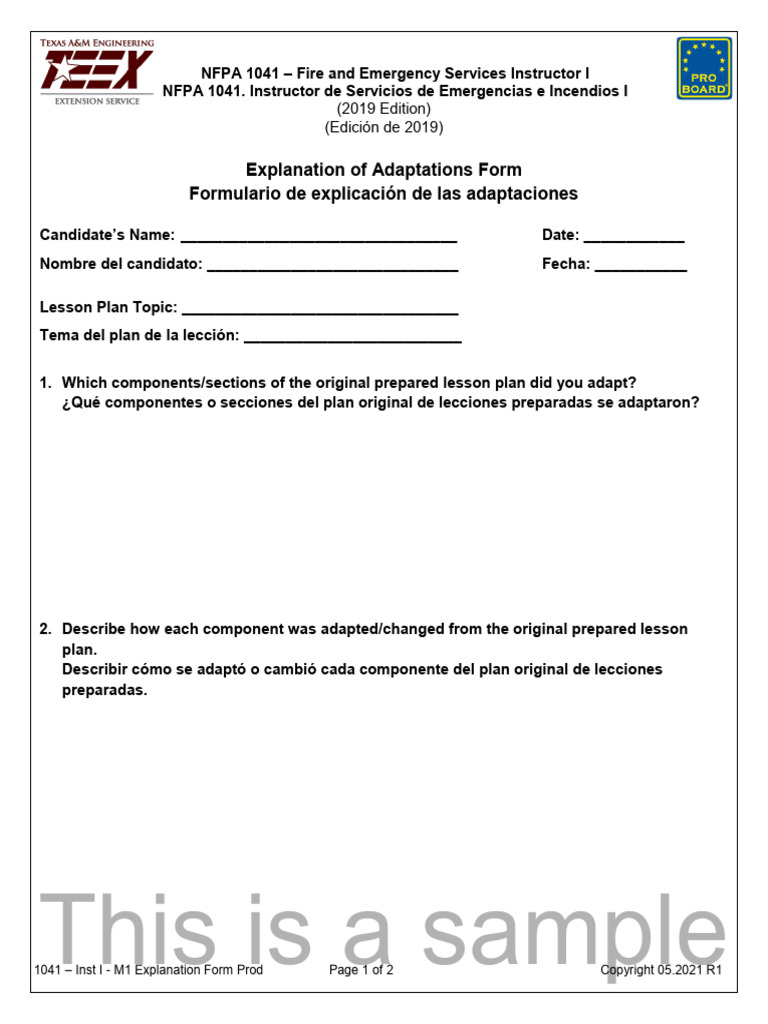 Explanation of Adaptations Form - Es | PDF