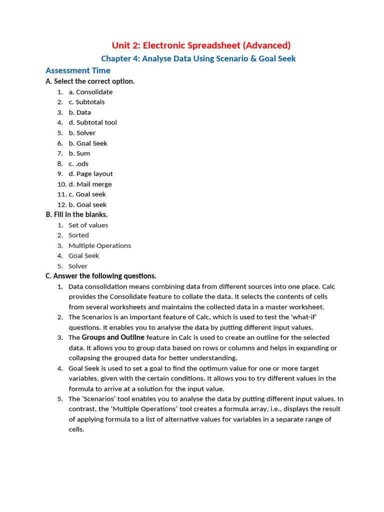Unit 2 Part B Answer Key | PDF | Spreadsheet | Hyperlink