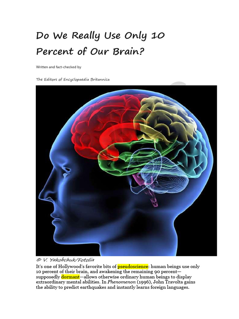 Do We Really Use Only 10 Percent of Our Brain | PDF | Neuroscience