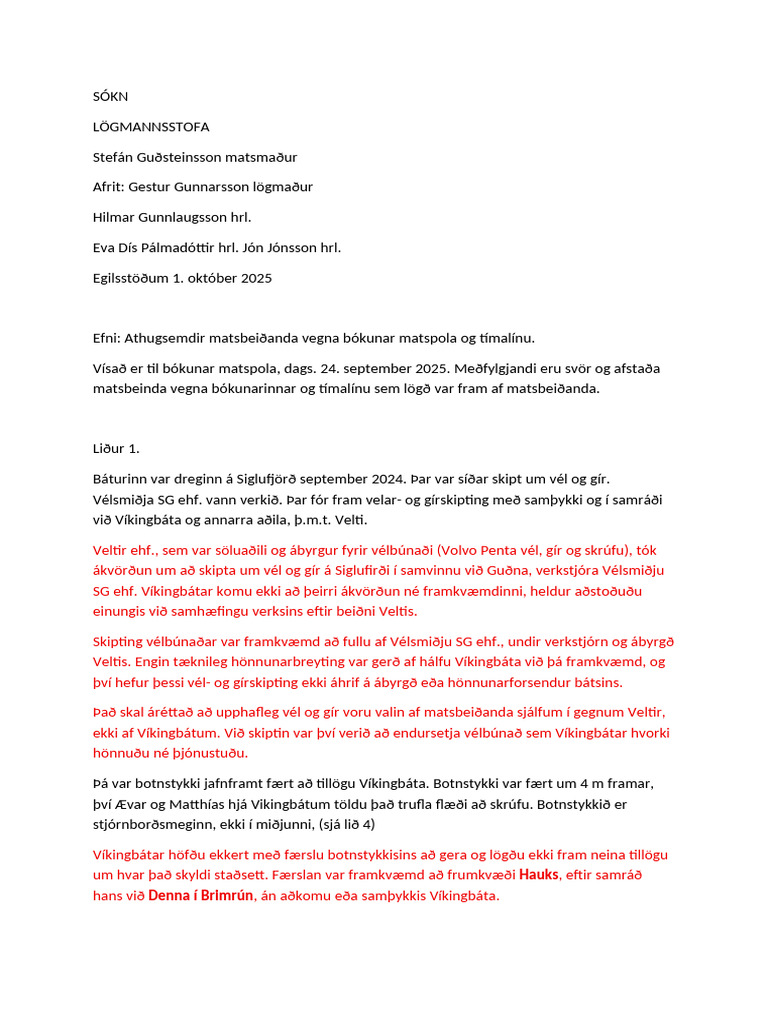 Athugsemdir Matsbeiðanda - 1. Okt 2025 | PDF