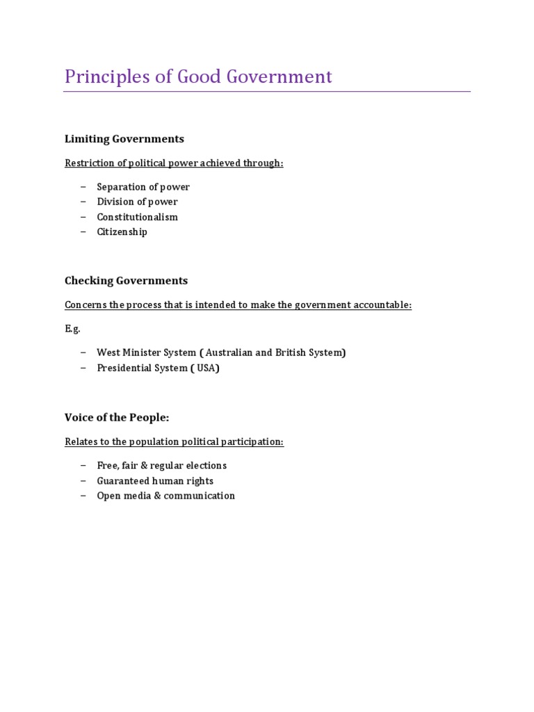 Principles of Good Government | PDF
