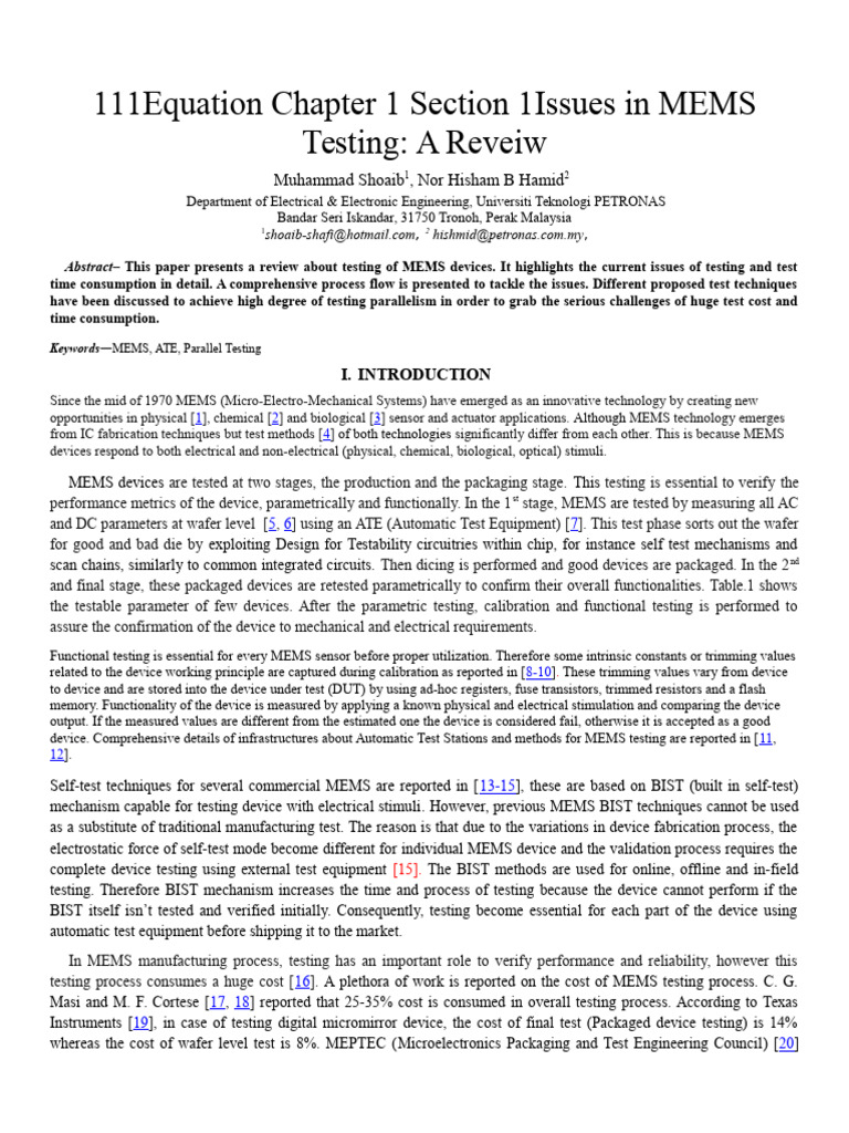 MEMS Testing Review | PDF | Wear | Fatigue (Material)