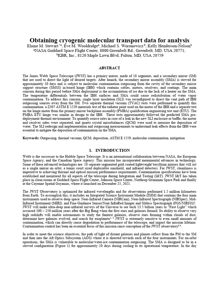 Cryogenic Molecular Transport Analysis | PDF | Astronomy ...