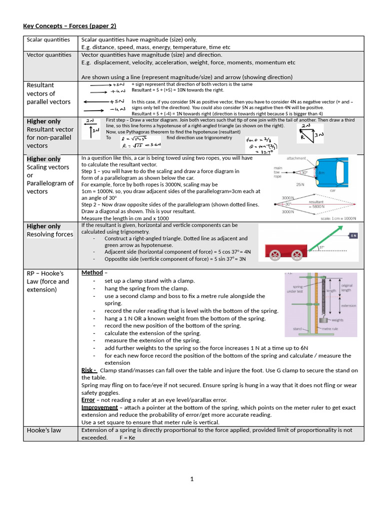 Key Concepts Unit 5 - Forces | PDF | Pressure | Force