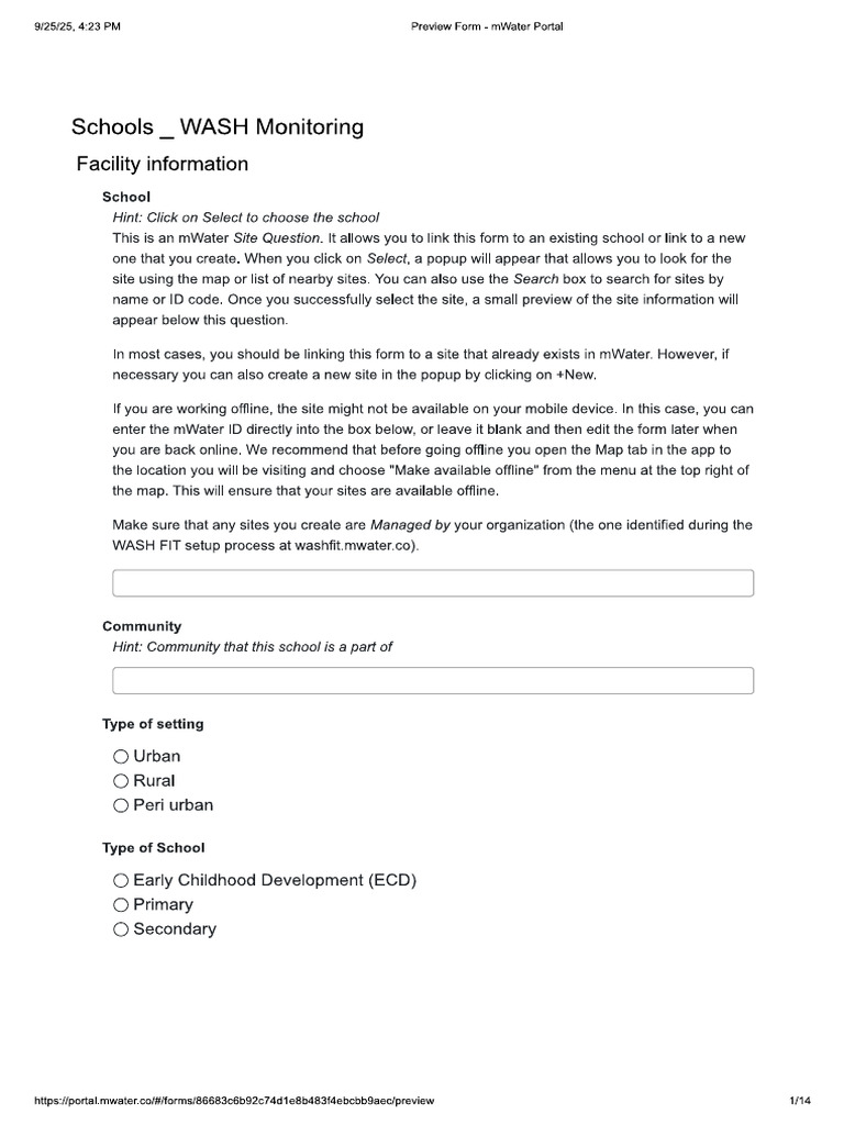 Preview Form - MWater Portal | PDF