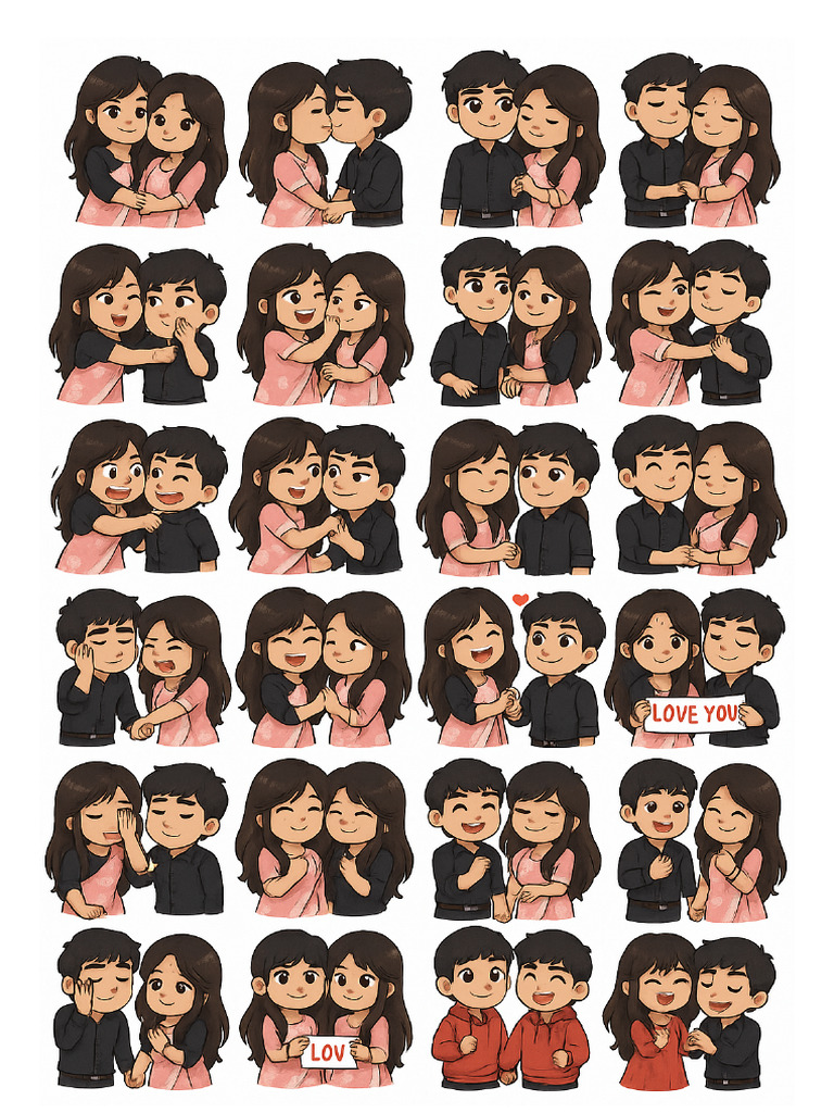 Chibi Couple Sticker Collection 100 Poses | PDF