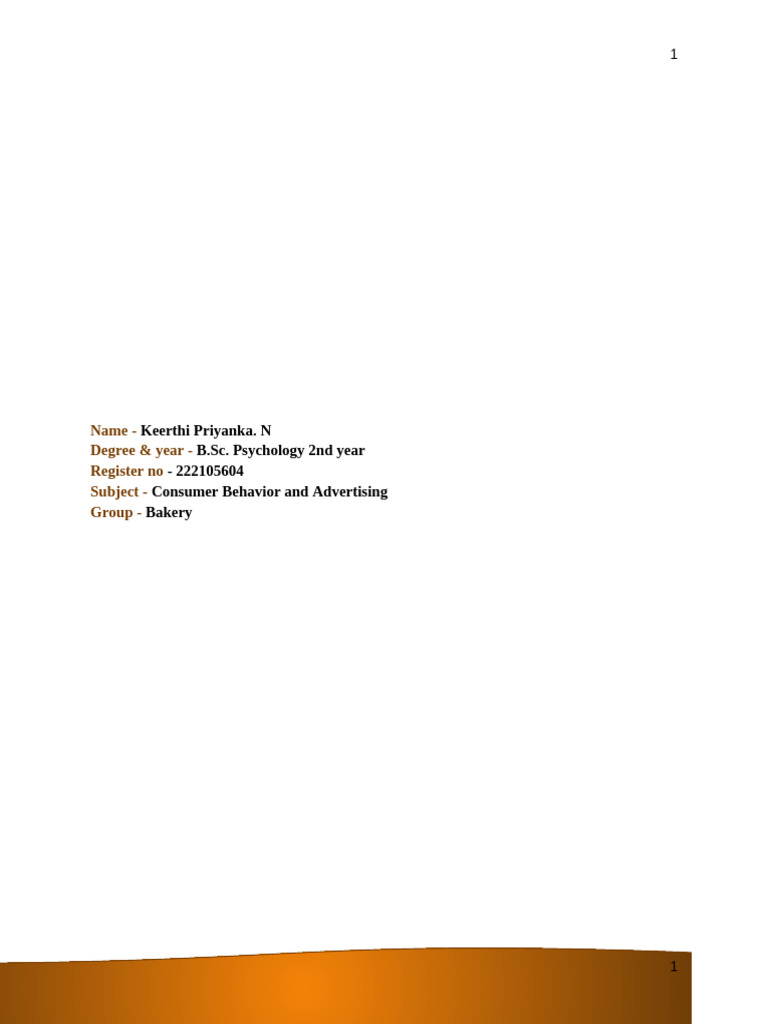 Consumer Behaviour - Project Report, Keerthi | PDF | Bakery | Consumer ...