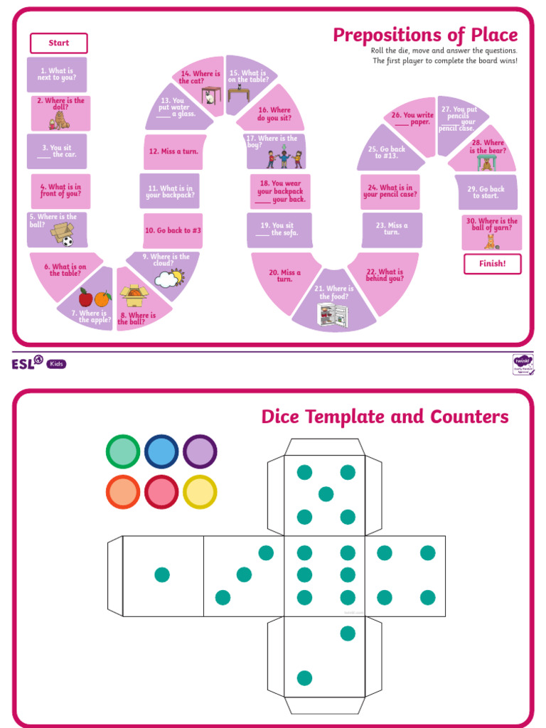 Board Game for Prepositions of Place | PDF | Chess Theory | Chess