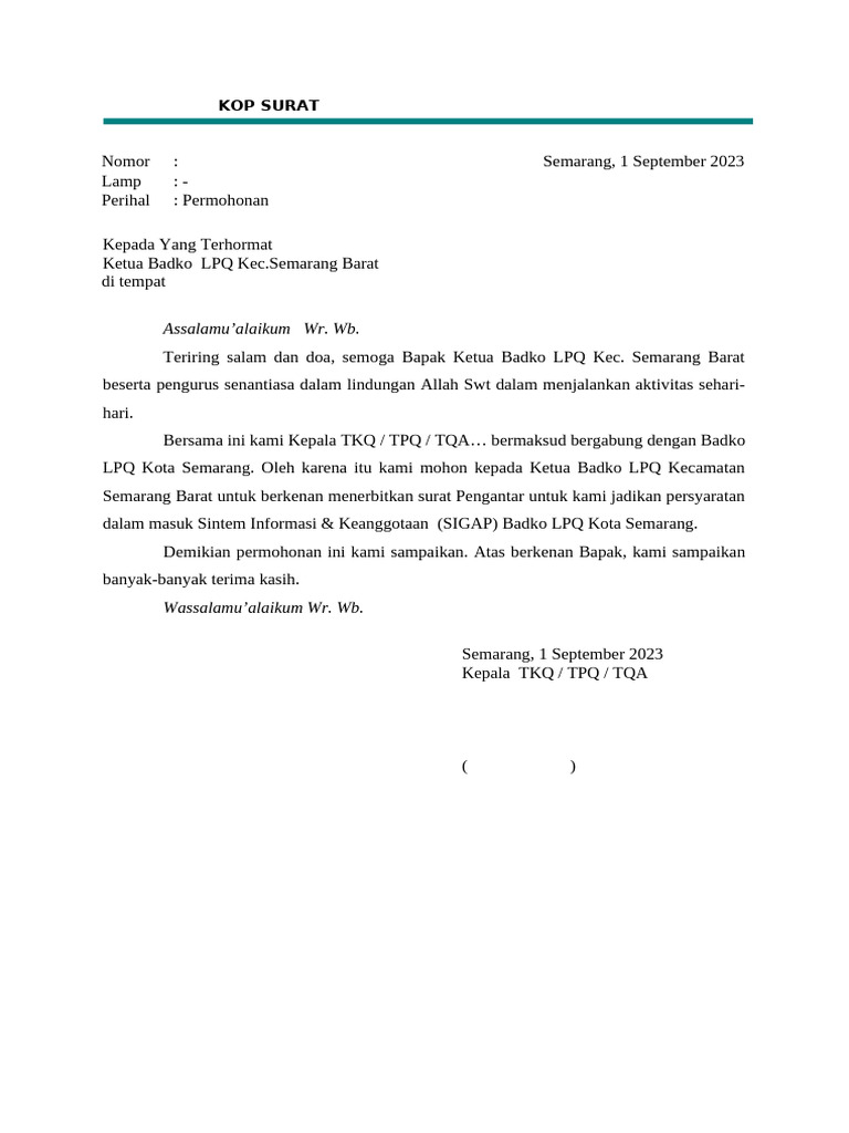 Pengajuan NIL BARU Format | PDF