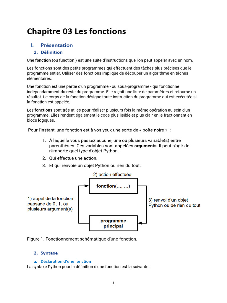 Chapitre 03 Les Fonctions | PDF | Python (Langage de programmation ...