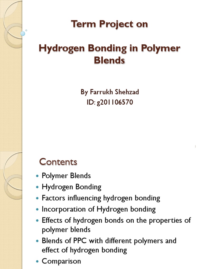 Hydrogen Bonding in Polymer Blends | PDF | Hydrogen Bond | Polymers