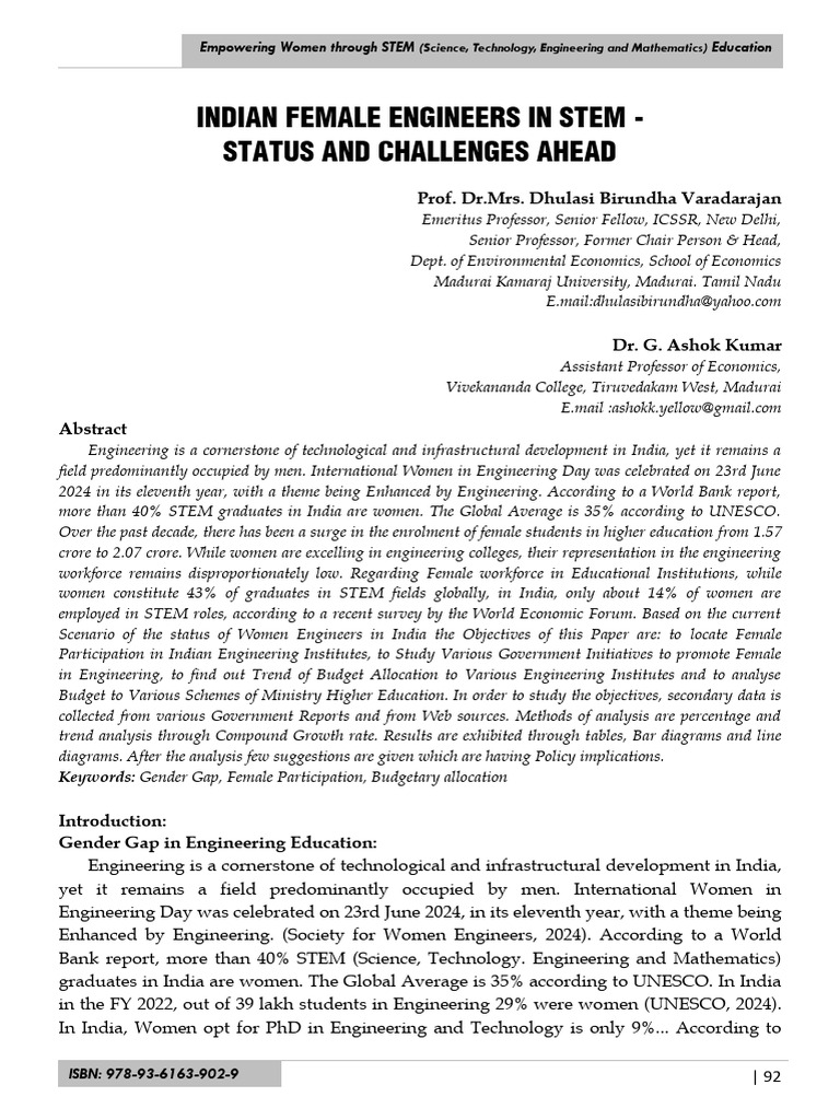 Women Engineers in India: Status & Challenges | PDF | Science ...