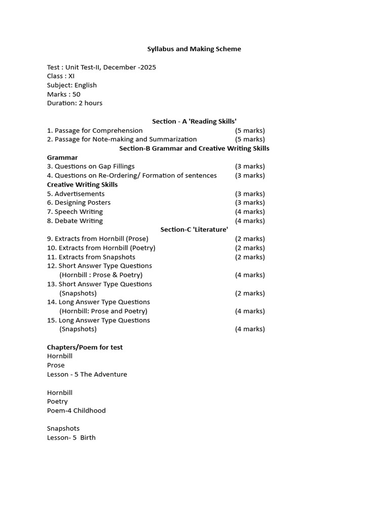 Syllabus and Making Scheme | PDF
