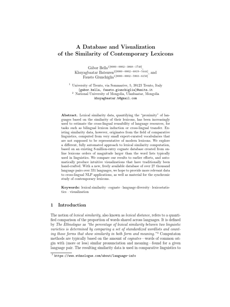 Lexical Similarity TSD2 | PDF | Lexicon | Linguistics