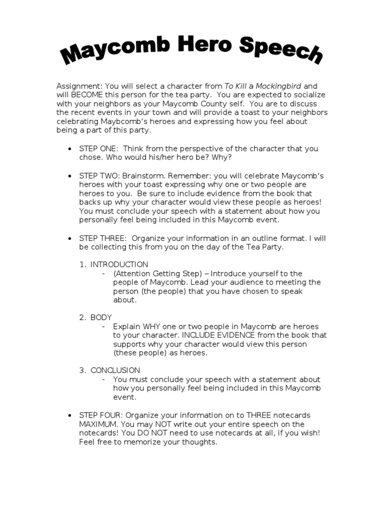 Maycomb Hero Speech | PDF | Psychological Concepts | Cognition