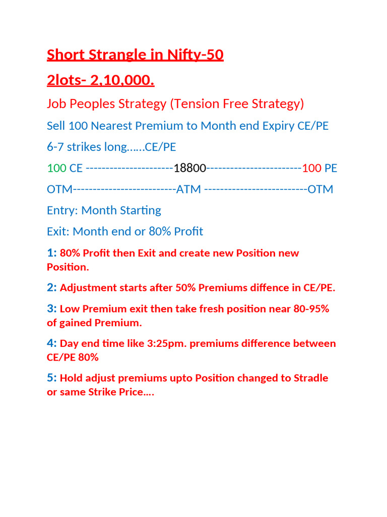 Nifty-50 Short Strangle Strategy Guide | PDF