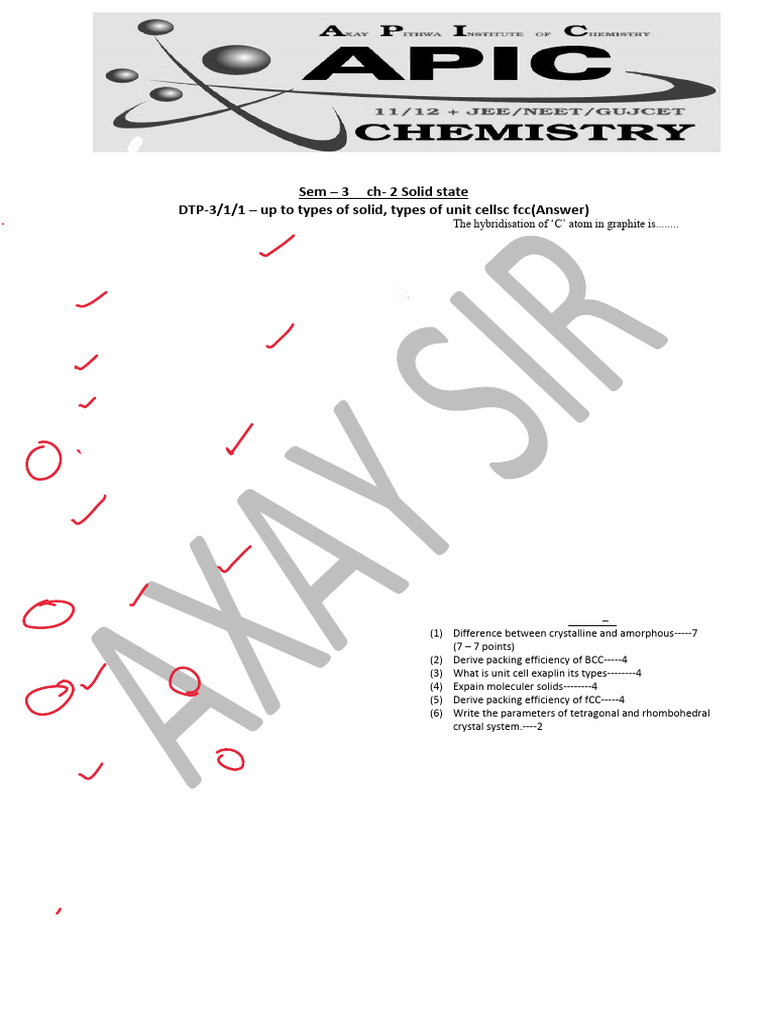 DTP-3 1 1 Up To Types of Solid, Types of Unit Cellsc FCC | PDF | Molecules | Chemical Polarity