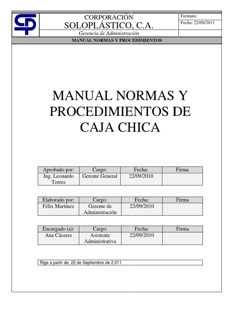 Manual Normas y Procedimientos de Caja Chica | PDF | Business Manual Normas y Procedimientos de Caja Chica | PDF | Business