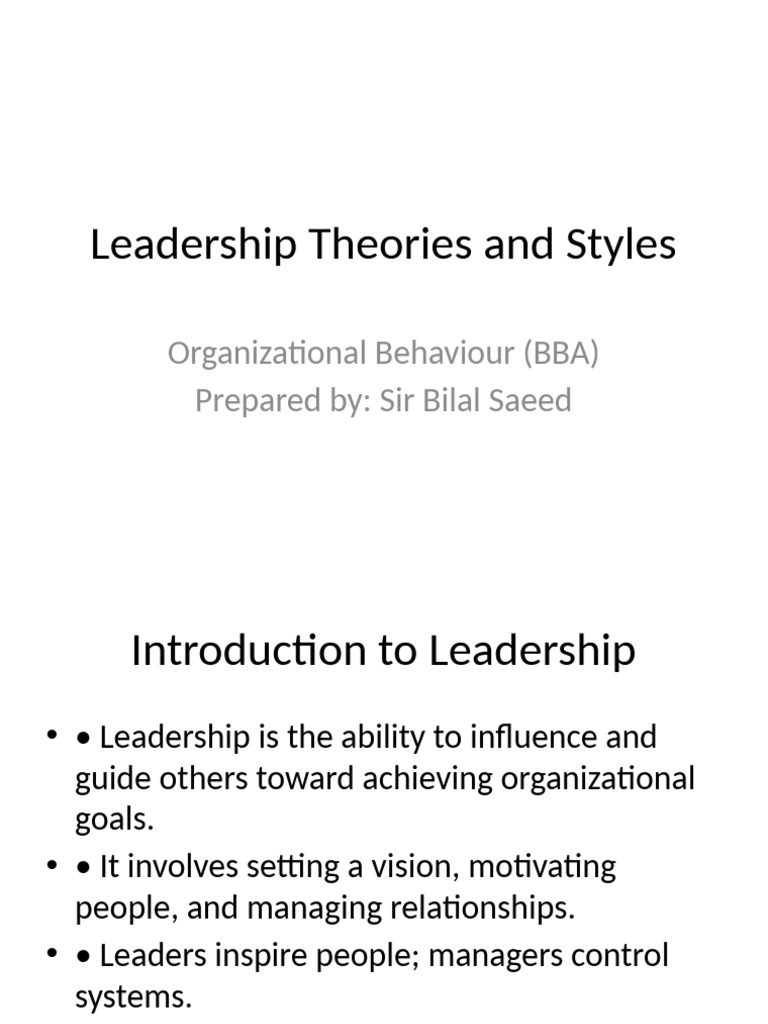 Leadership Theories and Styles Explained | PDF | Leadership ...