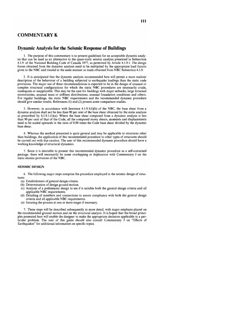 NBCC1977 Commentary Excerption | PDF | Normal Mode | Mechanics