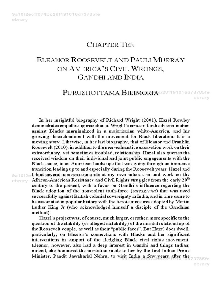 Bilimoria - Eleanor Roosevelt and Pauli Murray | PDF