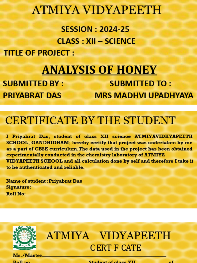 Honey Analysis Project for Class XII | PDF | Honey | Fructose