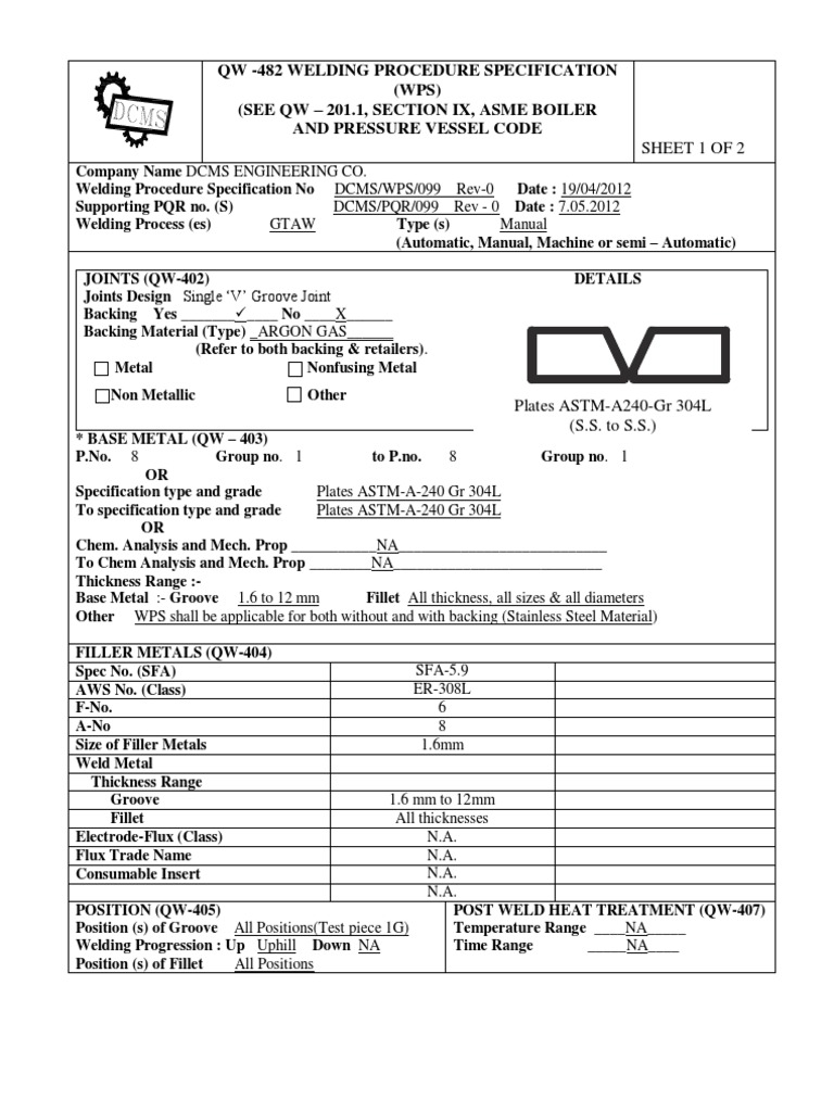 Wps | Welding | Metals
