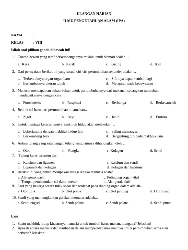 Ulangan Harian Rian | PDF