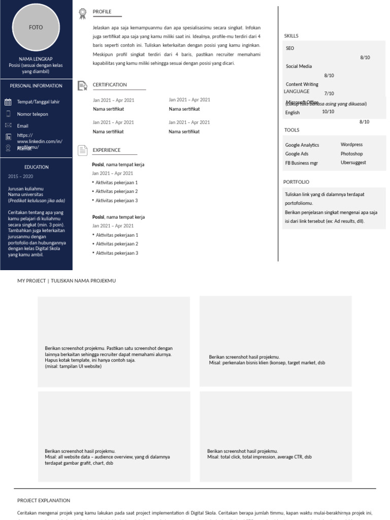 Template CV - Horizontal | PDF