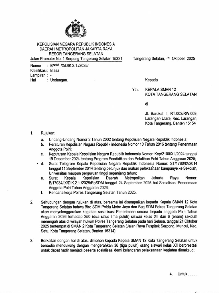 B-1001-X-Dik.2.1.-2025 Sman 12 Tangsel | PDF