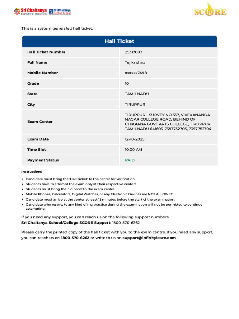 Hall Ticket: Hall Ticket Number Full Name Mobile Number Grade State ...