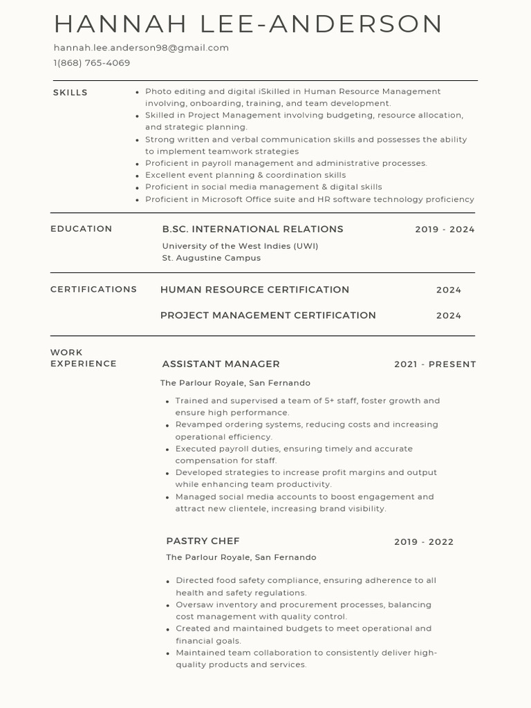 HR and Project Management Skills Resume | PDF | Mentorship | Nonprofit ...