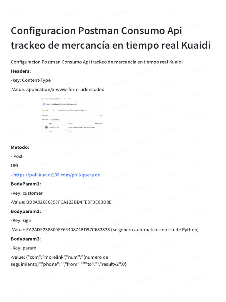 Configuracion Postman Consumo API Trackeo de Mercancía en Tiempo Real ...