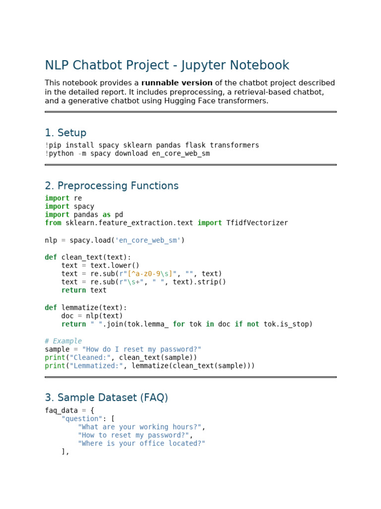 NLP Chatbot Project Report Detailed | PDF | Software Engineering | Computing