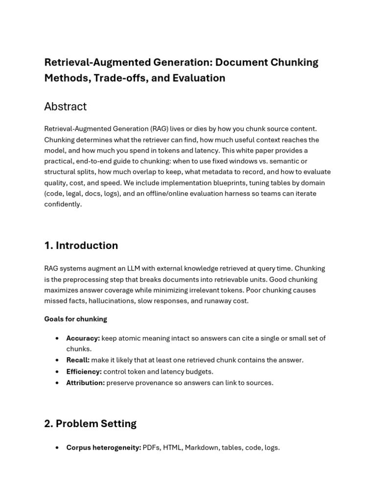 RAG Document Chunking Methods, Trade-Offs | PDF | Computing | Software Engineering